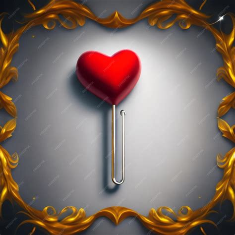 Premium Ai Image A Heart Shaped Pin With A Gold Frame And A Heart On It