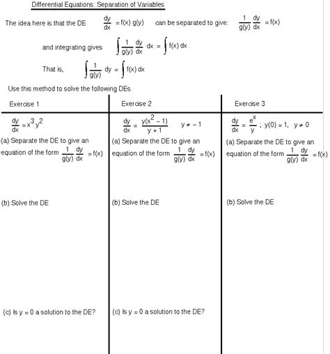 Differential Equations Math100 Revision Exercises Resources Mathematics And Statistics