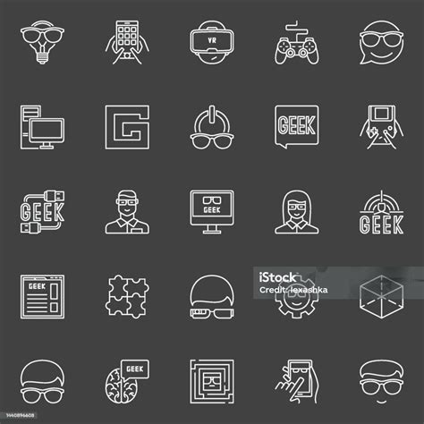 Geek Line Vector Icons Stock Illustration Download Image Now Smart