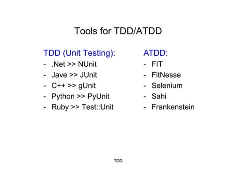 overview on tdd test driven development and atdd acceptance test