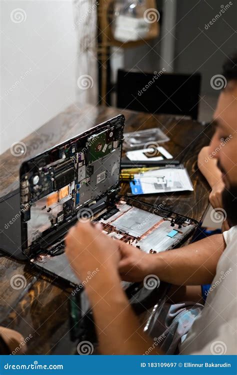 Changing The Hard Drive With Cd Rom Inside Laptop At Home DIY Project At Home Stock Image