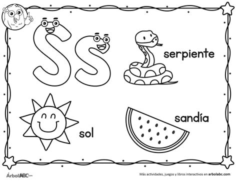 Abecedario Para Colorear Letra S Para Preescolar Consonante S La