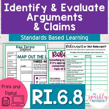 RI Evaluate Arguments Claims And Evidence Th Grade CCSS Aligned RI