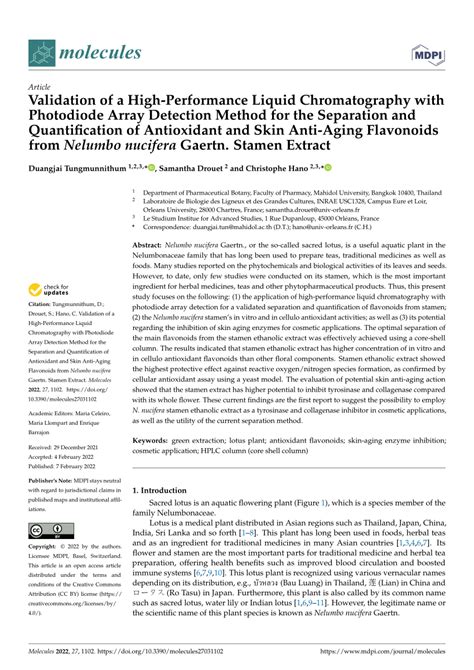 Pdf Validation Of A High Performance Liquid Chromatography With