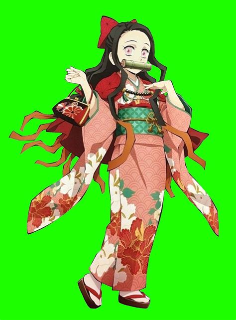 Nezuko Fondos Verdes Personajes De Anime Pegatinas Bonitas