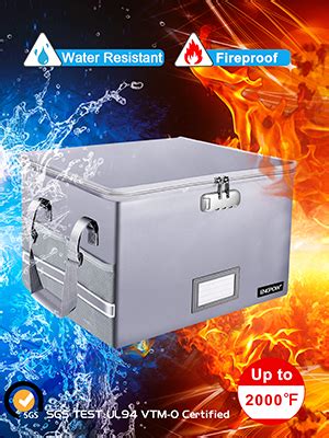 Amazon Com ENGPOW File Box With Lock Fireproof Document Box With ZipperPockets Collapsible
