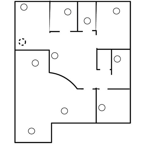 the home environment used for the tests circles represent nodes the