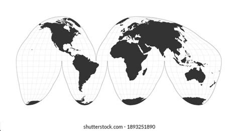 Vector World Map Mollweide Projection Interrupted Stock Vector Royalty