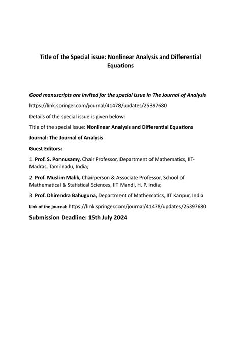 Pdf Special Issue Nonlinear Analysis And Differential Equations In