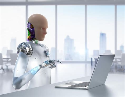 Premium Photo Automation Worker Concept With Ai Robot Working In