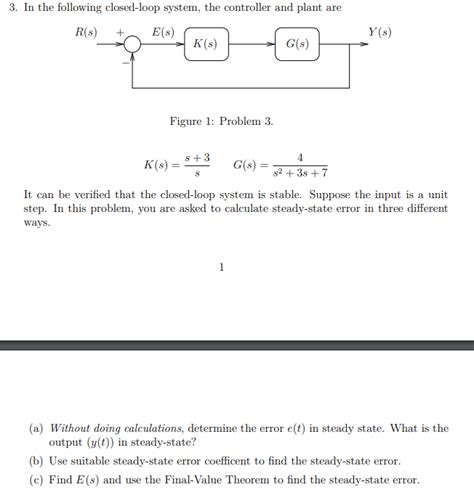 Solved In The Following Closed Loop System The Controller Chegg