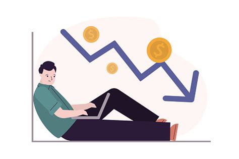 수익을 잃는 상인 경제 금융 위기와 비즈니스 실패 증권 거래소 및 재무 관리의 개념 파산 및 가을 차트 Stock Market