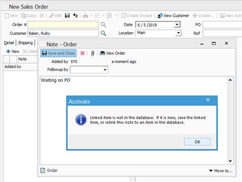 Resolving The Linked Item Is Not In The Database Message When