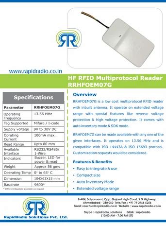 Hf Rfid Multiprotocol Reader Rrhfoem07g At ₹ 1599 In Ahmedabad Id 2852832746162