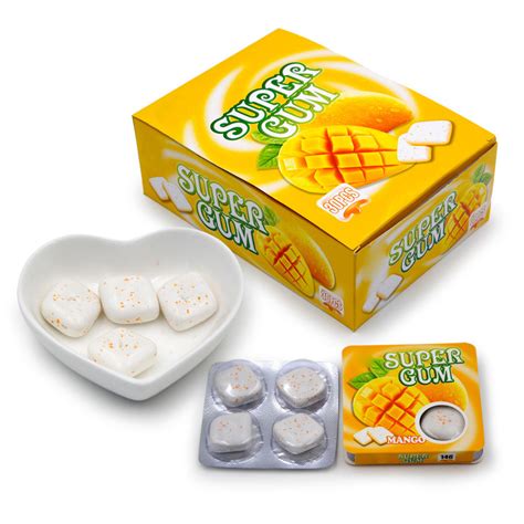 Factory Wholesale Four Pieces Mango Flavor Jam Filling Chewing Gum