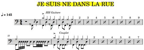 Je Suis Ne Dans La Rue Johnny Hallyday Hellodrumscores