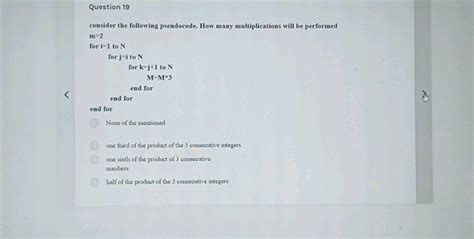 Question 19 Consider The Following Pseudocode Studyx