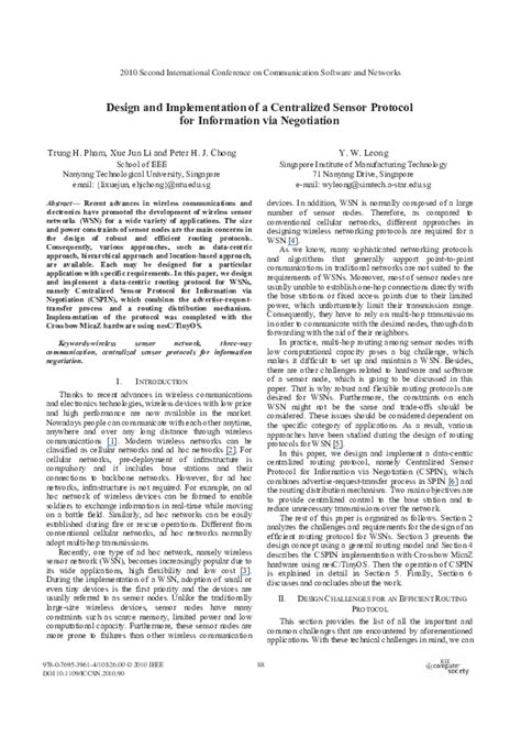 Pdf Design And Implementation Of A Centralized Sensor Protocol For