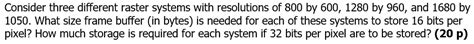 solved consider three different raster systems with