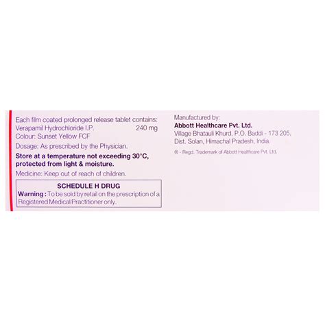Calaptin Sr 240mg Tablet Price Uses Side Effects Composition