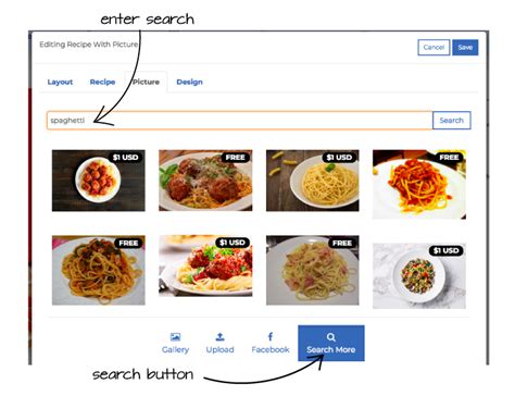 Using Stock Photos CreateMyCookbook