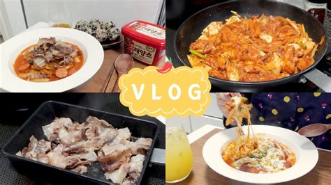Eng Vlog 매운맛 처돌이의 고추장 레시피 자취 요리 브이로그🔥 치즈불닭 대패삼겹 떡볶이 Youtube