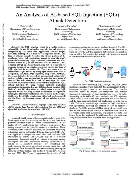 An Analysis Of Ai Based Sql Injection Sqli Attack Detection Pdf