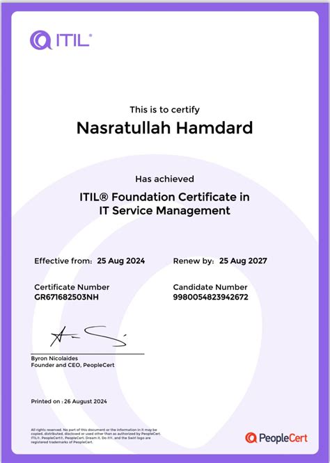 Passed My Itil4 Foundation Exam 🤗 Nasratullah Hamdard