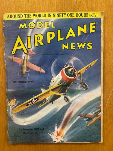 Vintage Original Oct 1938 Model Airplane News Brewster Xf2a 1 Cover