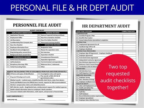 Hr Audit And Personal File Audit 2 In 1 Hr Templates Human Resource Forms Compliance
