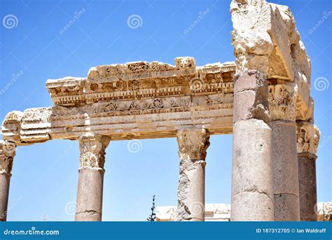 Corner Of Ancient Classical Structure Columns And Entablature Stock Image