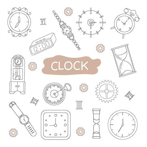 Premium Vector Vector Set Of Clock Illustrations