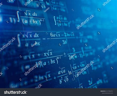 Math Concept Mathematical Formulas On Blue Background 3d Rendering