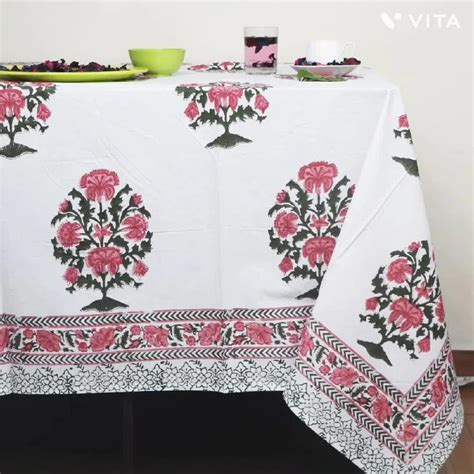 Handmade India Cotton Hand Block Printed Table Cover Size 6090 At