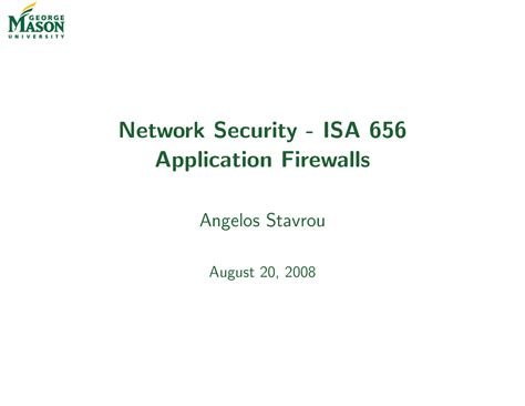 Application Firewalls Lecture Slides Isa 656 Docsity
