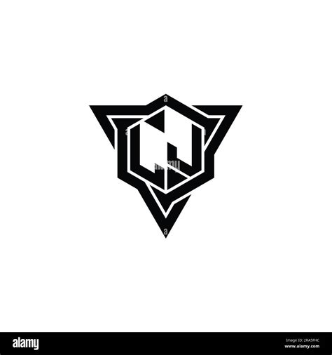 Lj Letter Logo Monogram Hexagon Shape With Triangle Outline Sharp Slice Style Design Template