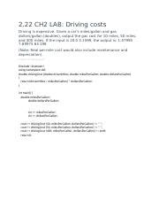 C CH LAB Driving Costs Docx CH LAB Driving Costs Driving Is Expensive Given A