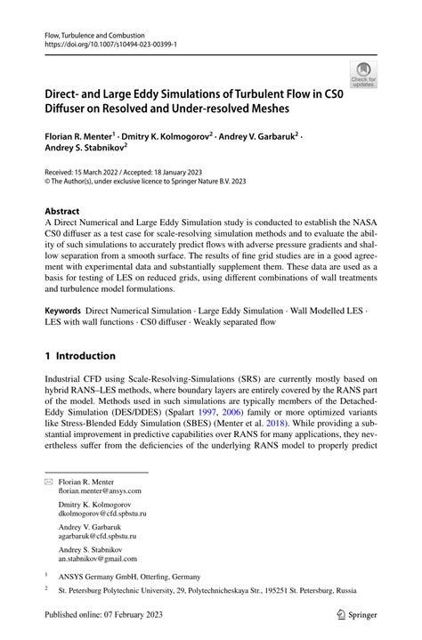 Pdf Direct And Large Eddy Simulations Of Turbulent Flow In Cs0