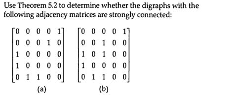 Solved Use Theorem 52 To Determine Whether The Digraphs