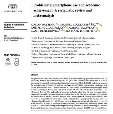 Our Latest Meta Analytic Review Paper In The Journal Of Behavioral