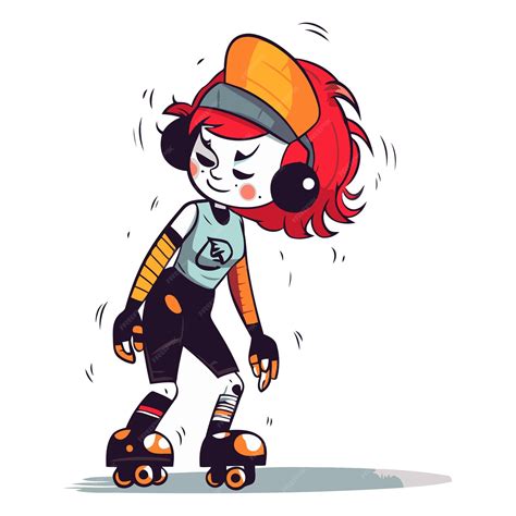 Premium Vector Vector Illustration Of A Cute Girl On Roller Skates