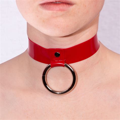 Red Latex Choker As Bdsm Jewelry Latex Collar As Discreet Day Collar Kittenplay Collar For