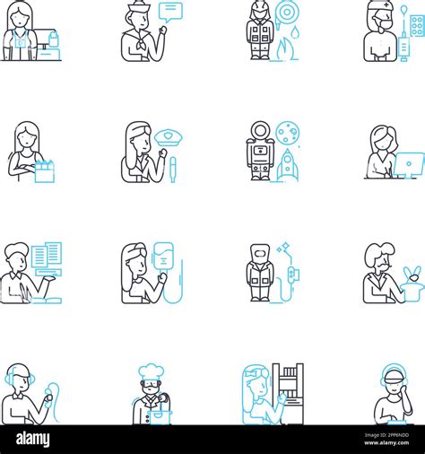 Career Options Linear Icons Set Opportunities Professions Occupations Vocations Trades