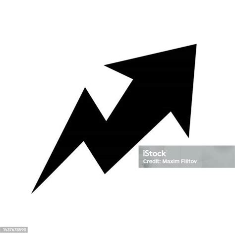 날카로운 끝을 가진 지그재그 화살표 아이콘입니다 위쪽을 가리키는 검은색 화살표 위쪽 방향 표시기 가리키기에 대한 스톡 벡터 아트 및 기타 이미지 Istock