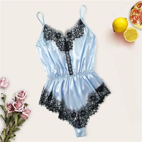 플러스 사이즈 섹시한 여성 레이스 원피스 Nighwear V 넥 민소매 테디 바디 수트 여성 잠옷 S 2xl 대한 백업 섹시한