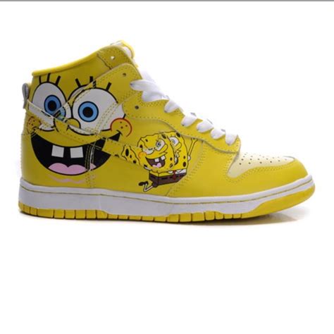 Sponge Bob Nike Dunks High Tops Sneakers Nike Dunks Spongebob
