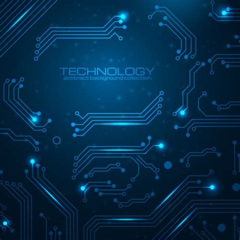 Blue Abstract Circuit Board And Lines Background Vector Image