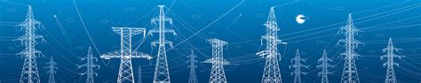 고전압 전송 시스템 전기 기둥 전력선 상호 연결된 전기 네트워크 에너지 철탑 도시 전기 인프라 파란색 배경에 흰색 오틀라인 벡터 디자인 0명에 대한 스톡 벡터 아트 및 기타