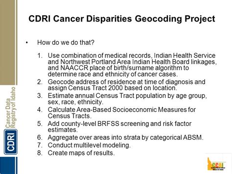 Cdri Cancer Disparities Geocoding Project November 29 2006 Chris