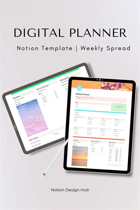 Notion Template Weekly Planner Aesthetic Notion Dashboard Etsy